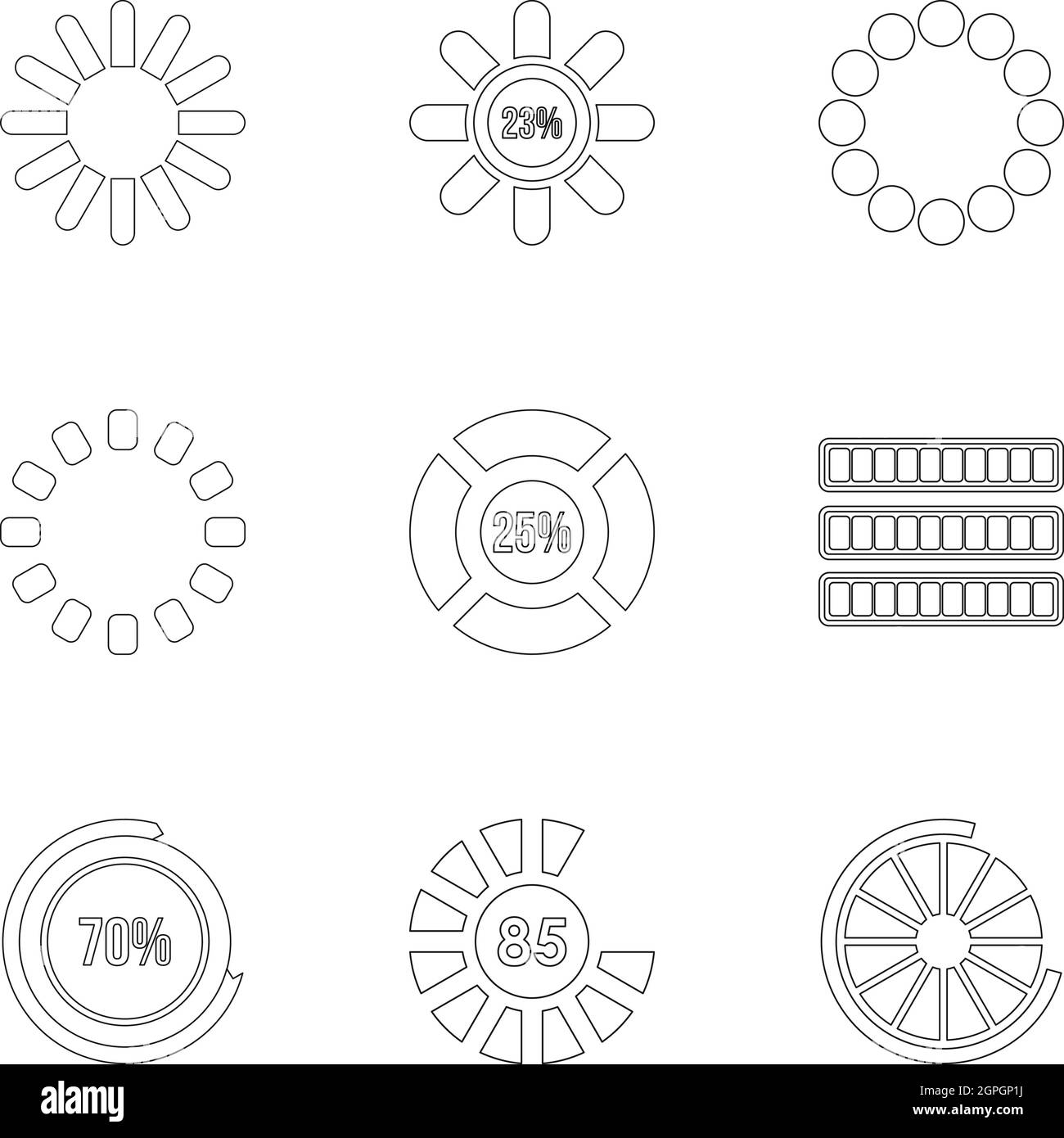 Set outline icons battery Black and White Stock Photos & Images - Alamy
