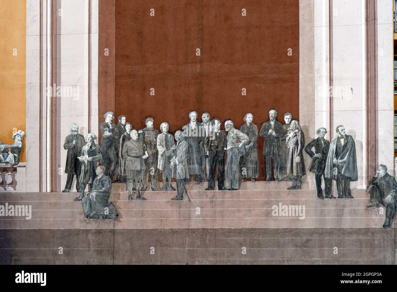 France, Territoire de Belfort, Belfort, the frontage of a building ...