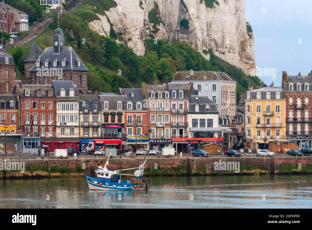 France, Seine Maritime, Le Treport, the port and fishing boat Stock ...