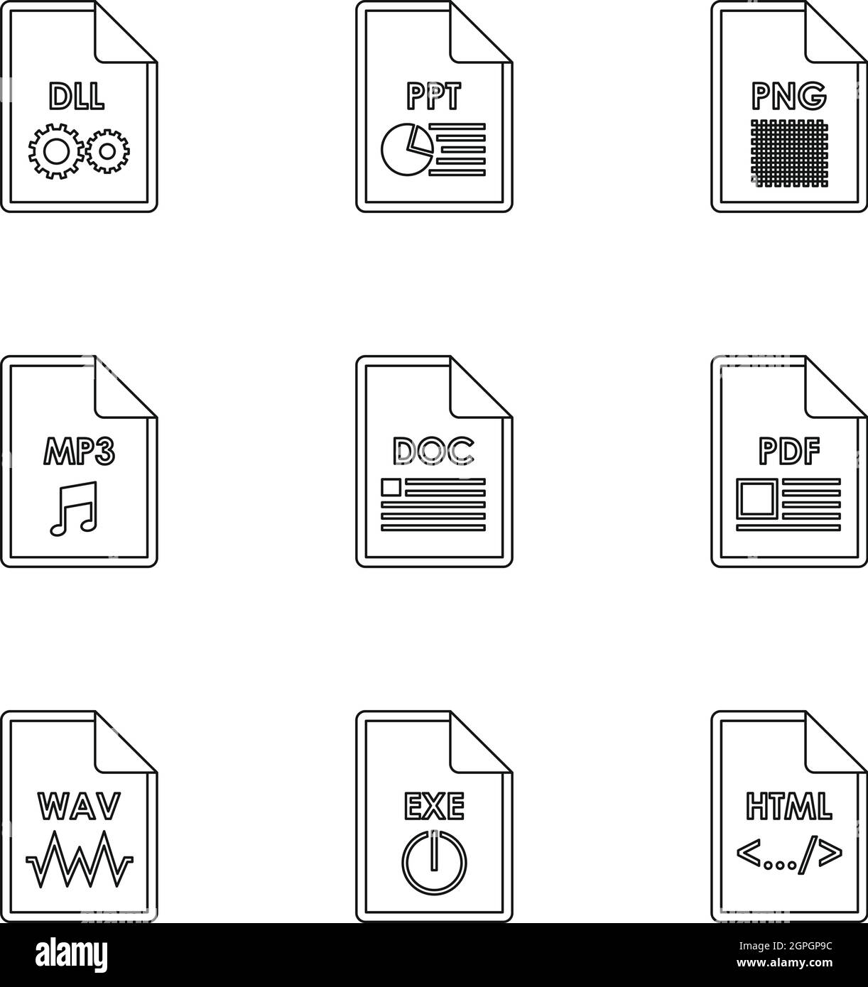 Document folder icon set Black and White Stock Photos & Images - Alamy