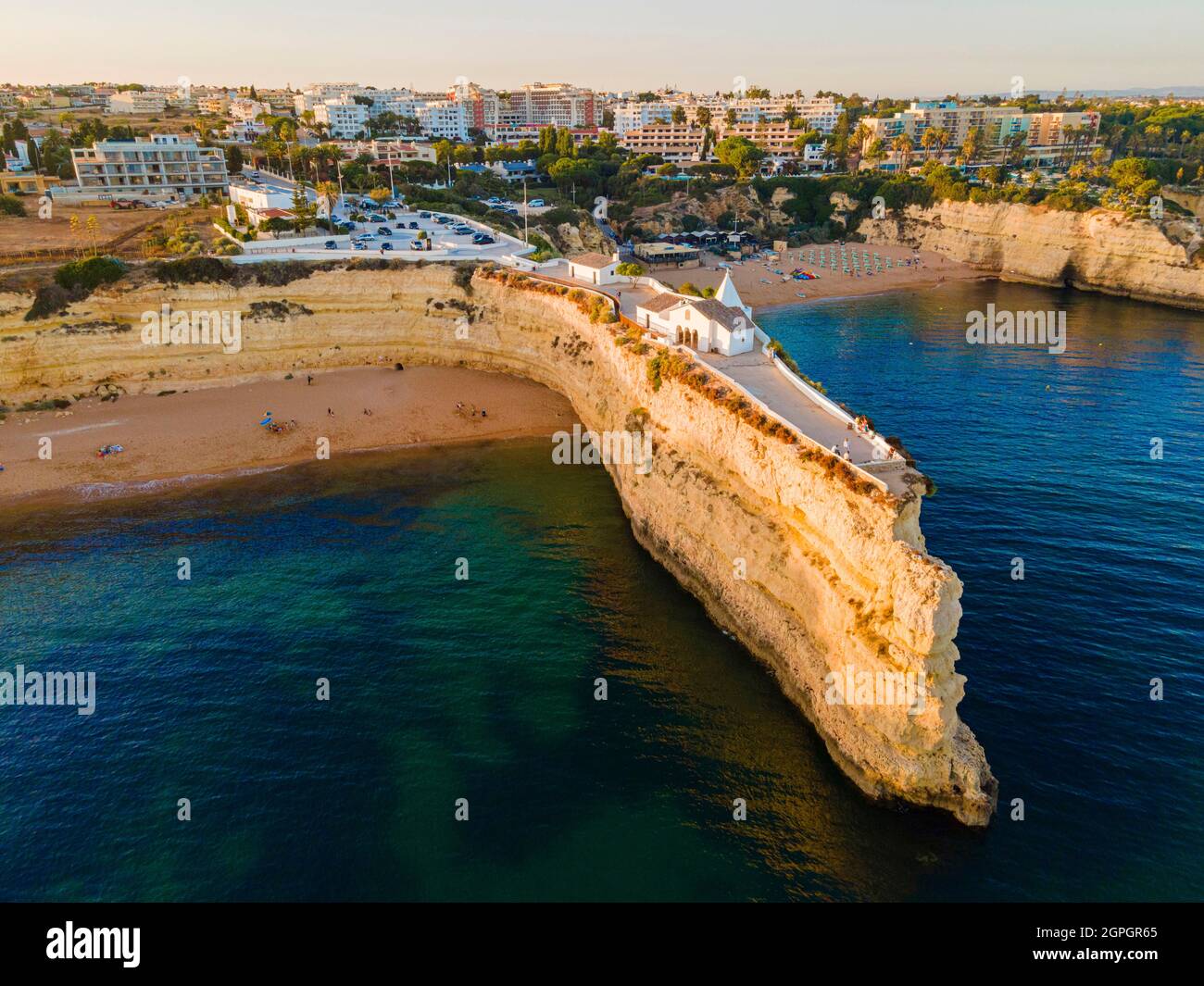 Portugal, Algarve, Porches, Chapel of Nossa Senhora da Rocha (aerial ...