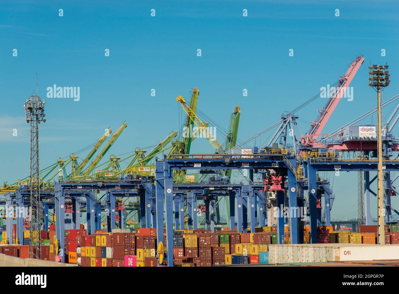 Rio de Janeiro, Brazil - January 27, 2021: Dock cranes at seaport of ...