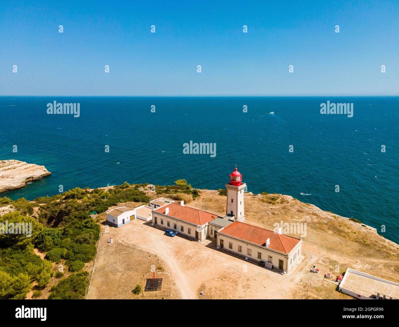 Portugal, Algarve, Carvoeiro, Lighthouse (Farol) of Alfanzina (aerial ...