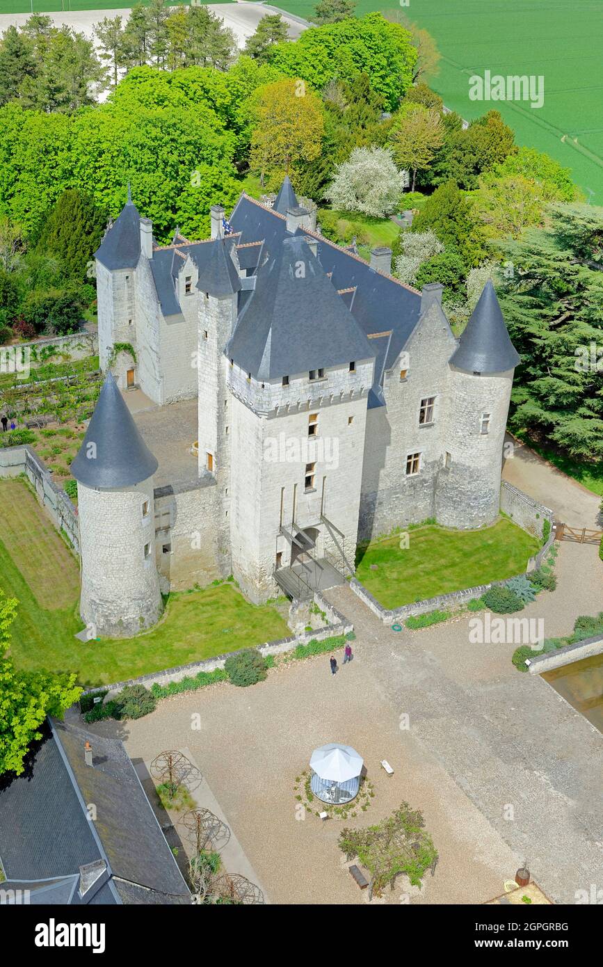 France, Indre et Loire, Lemere, the castle of Le Rivau (aerial view ...