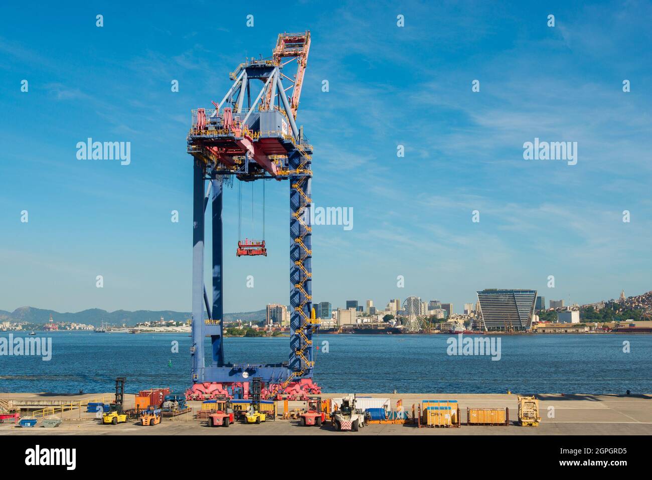 Rio de Janeiro, Brazil - January 27, 2021: Dock cranes at seaport of ...