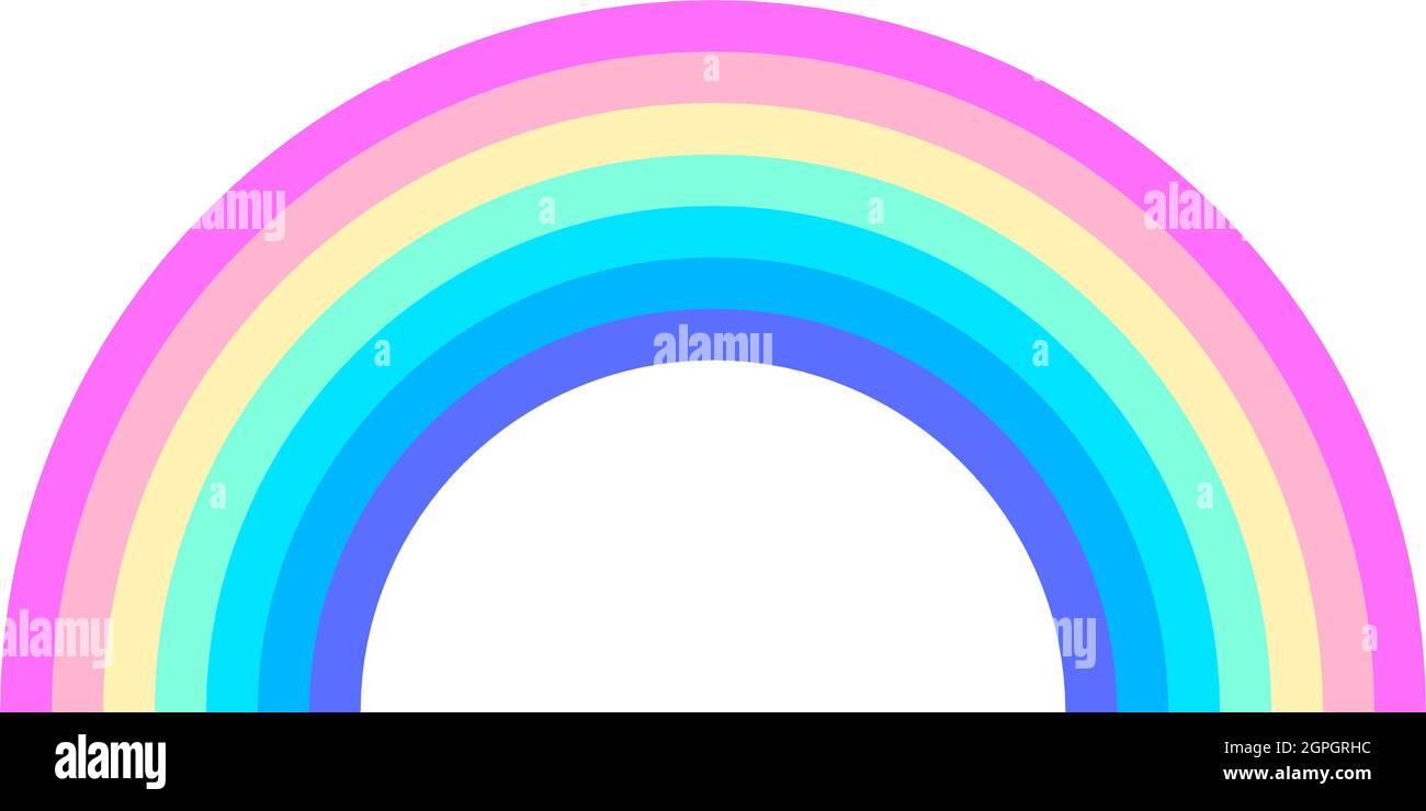 Rainbow arc shape, half circle, pastel neon spectrum colors, colorful ...