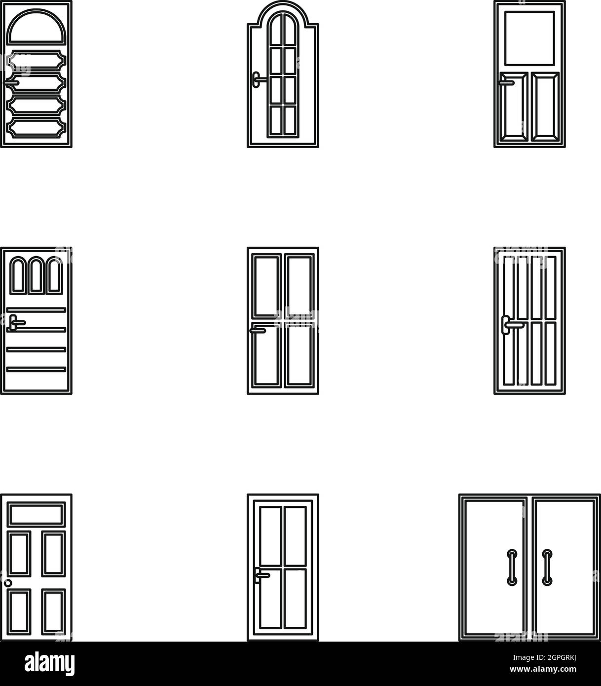 Security doors icons set, outline style Stock Vector Image & Art - Alamy