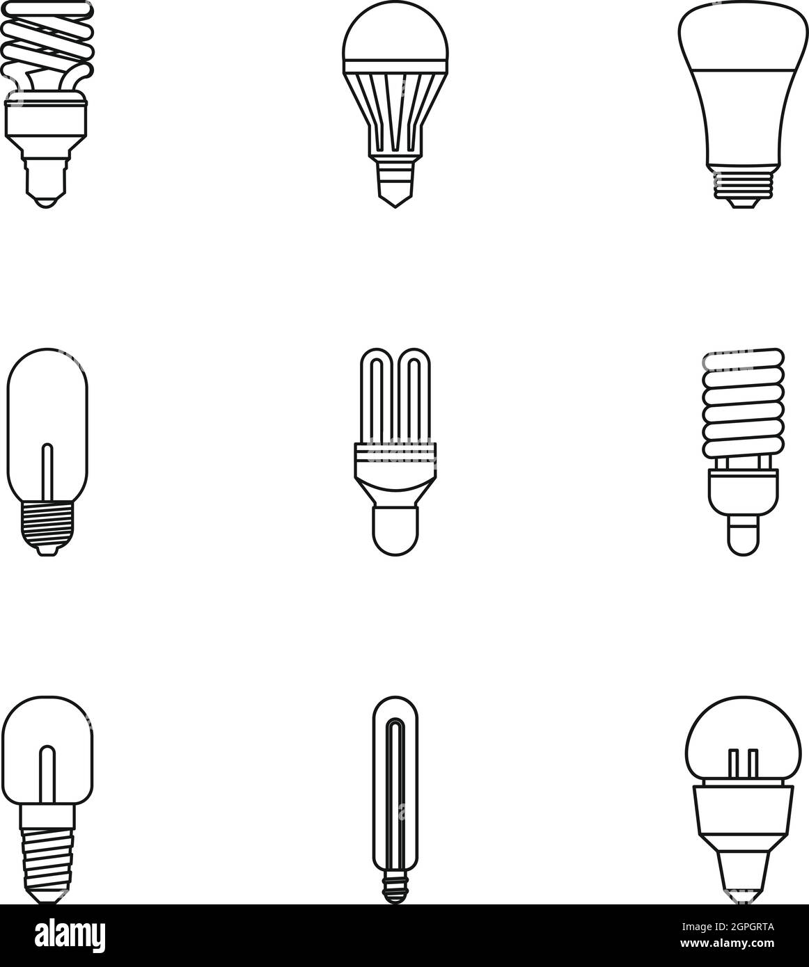 Light icons set, outline style Stock Vector Image & Art - Alamy