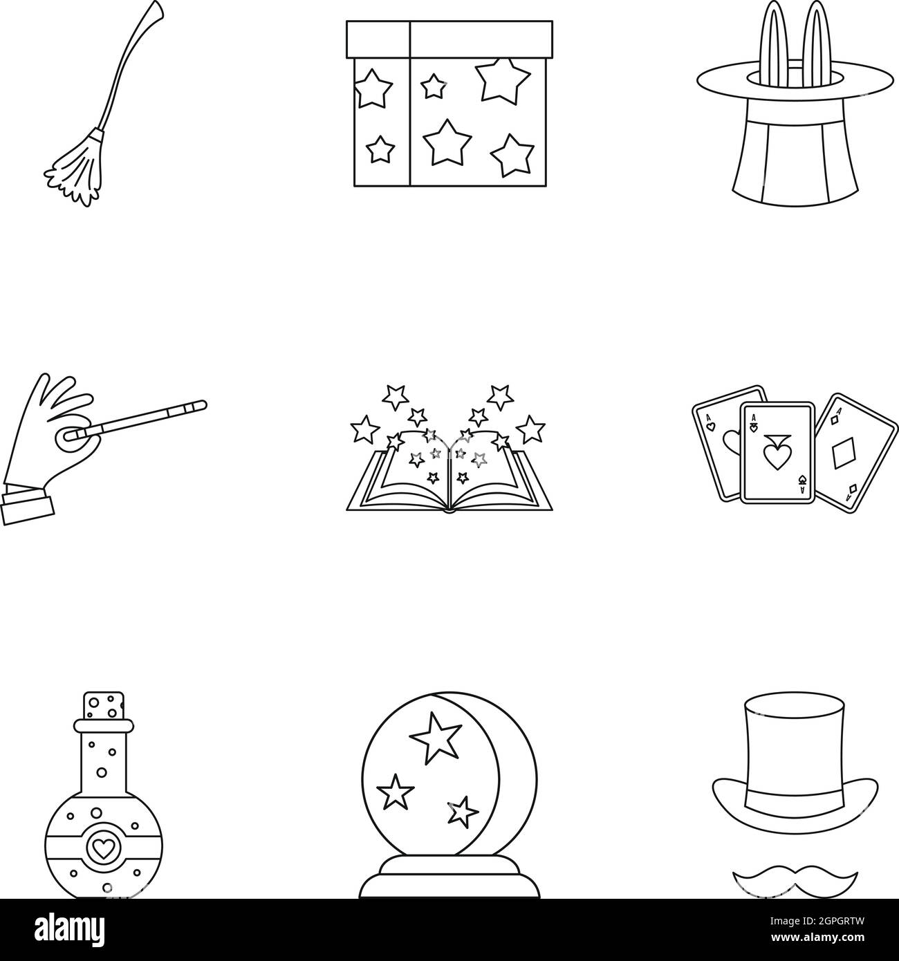 Magic illustration set Black and White Stock Photos & Images - Alamy