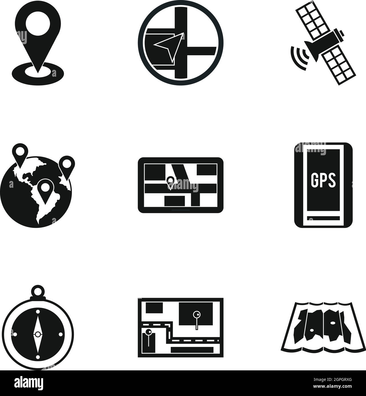 GPS icons set, simple style Stock Vector Image & Art - Alamy