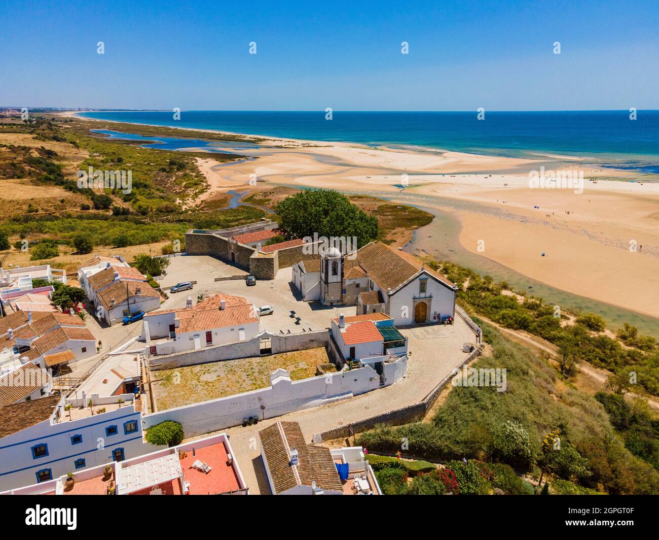Portugal, Algarve, Tavira, Ria Formosa natural park, fortress of Cacela ...