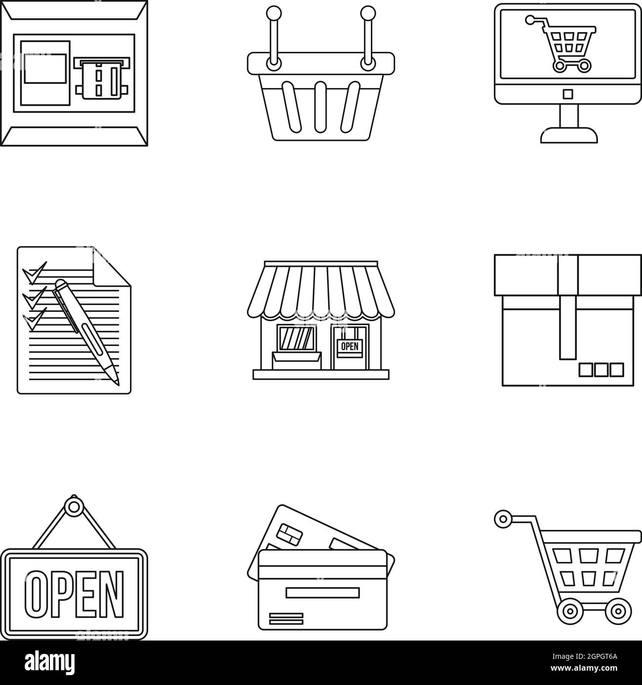 Purchase icons set, outline style Stock Vector Image & Art - Alamy