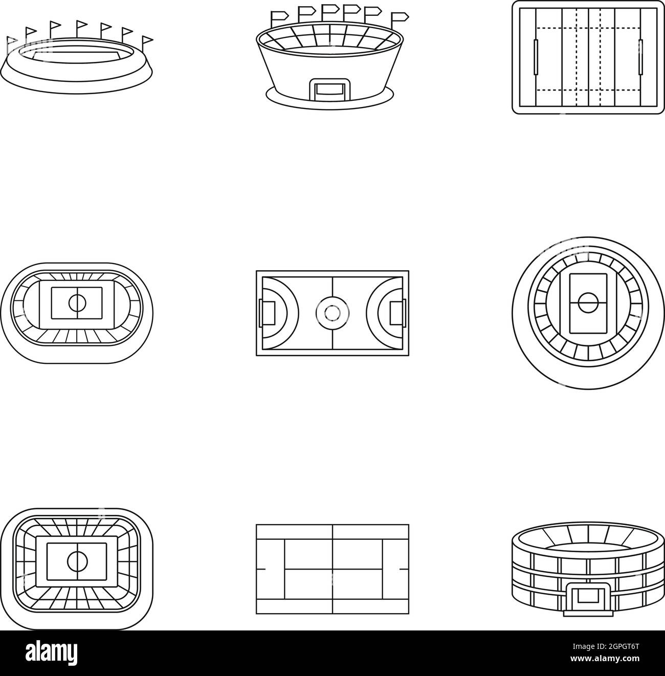 Game at stadium icons set, outline style Stock Vector Image & Art - Alamy