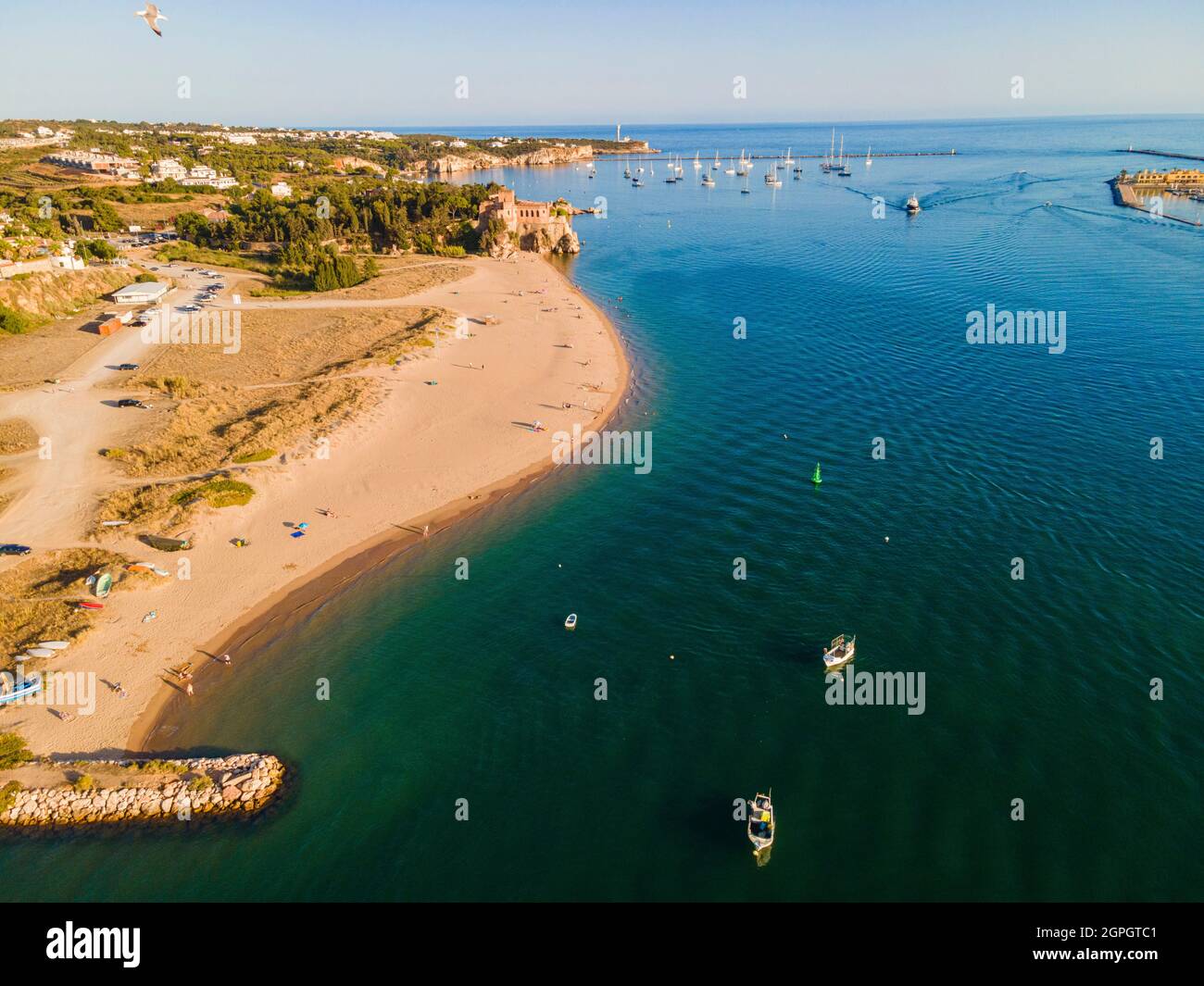 Portugal, Algarve, Ferragudo, Castelo de So Joo do Arade (aerial view ...