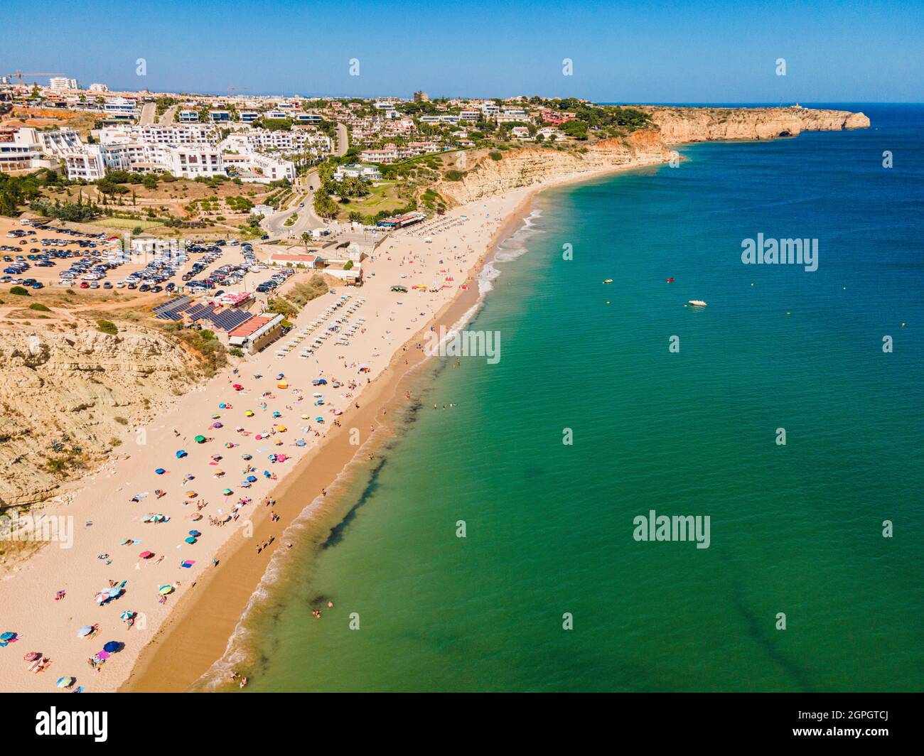 Portugal, Algarve, Lagos, Praia Porto de Mòs beach (aerial view Stock ...