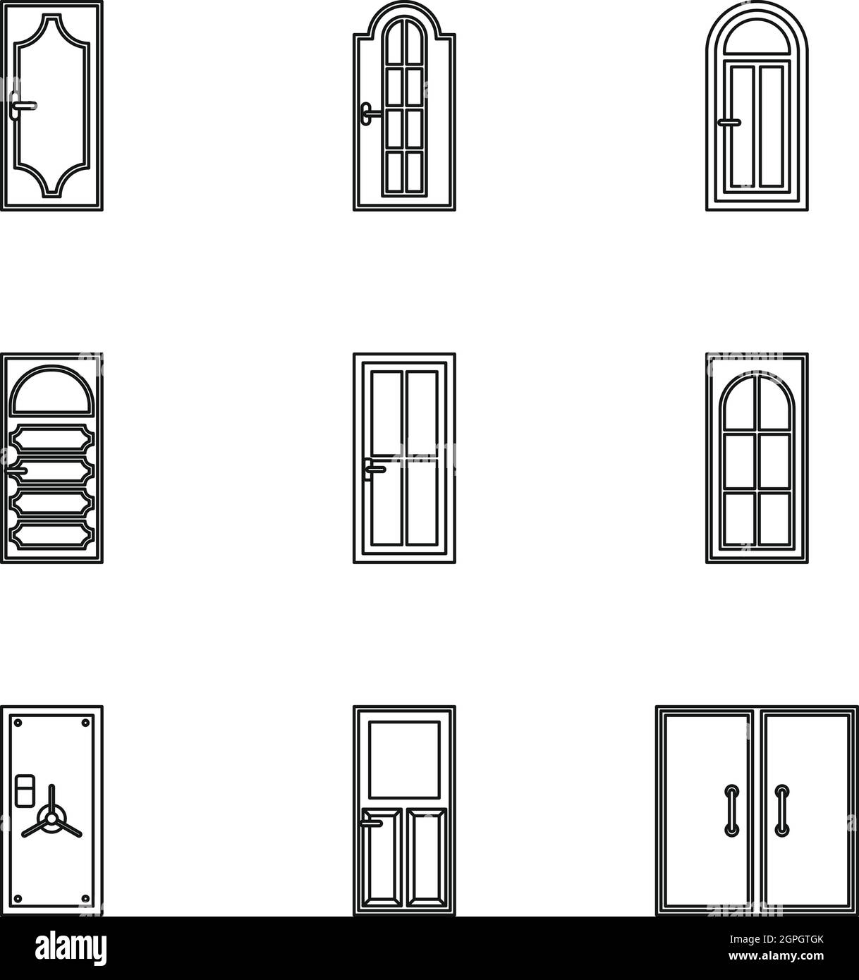 Door icons set, outline style Stock Vector Image & Art - Alamy