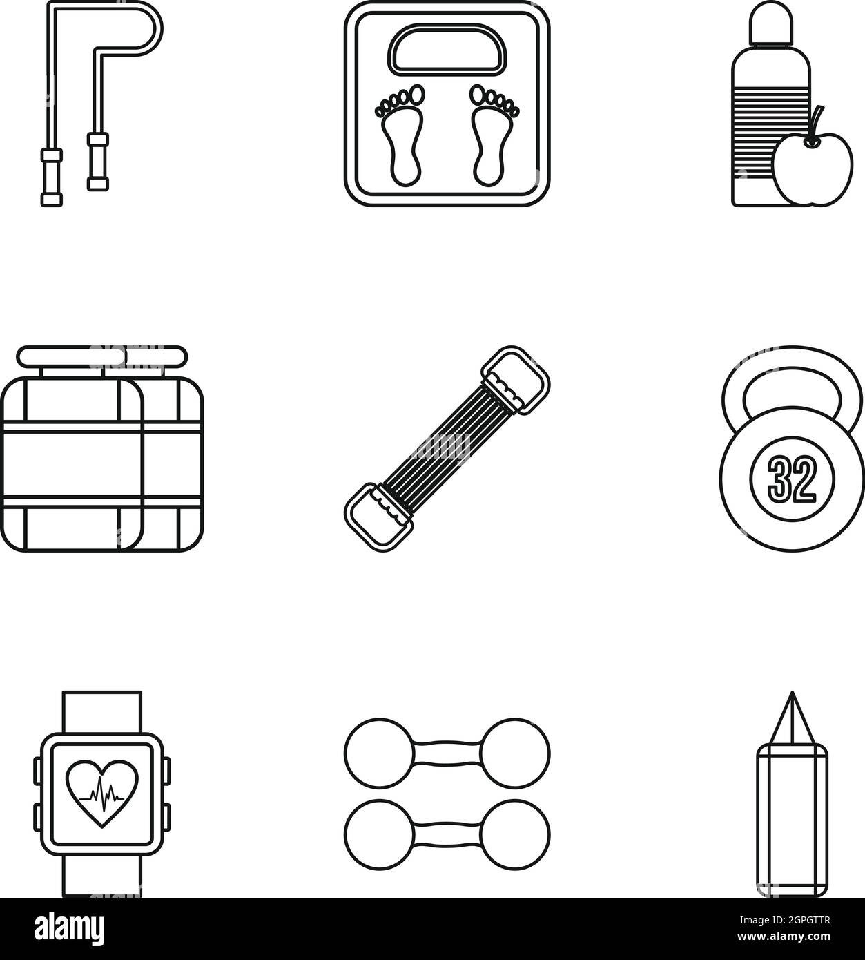 Fitness icons set, outline style Stock Vector Image & Art - Alamy