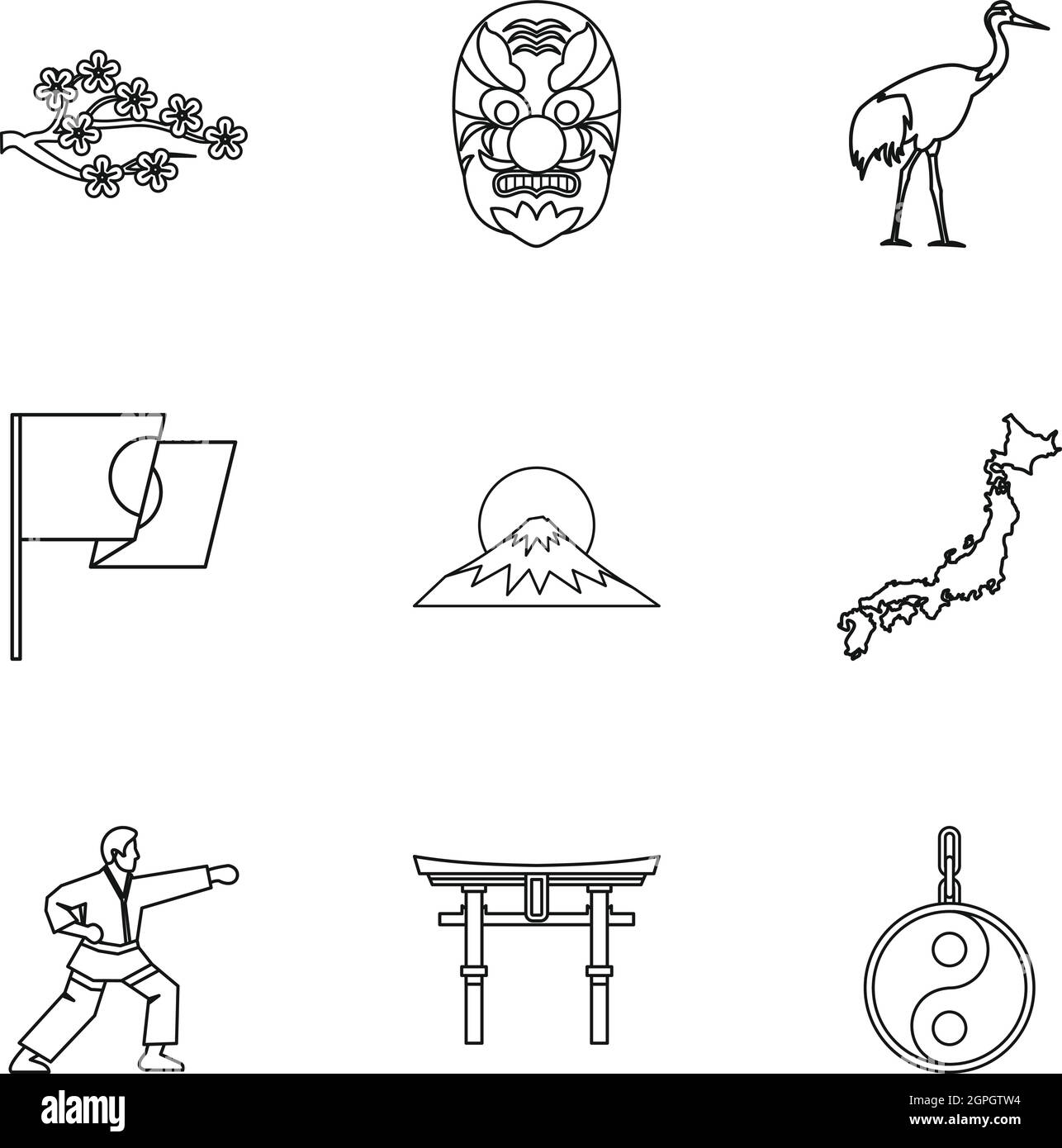 Japan icons set, outline style Stock Vector Image & Art - Alamy