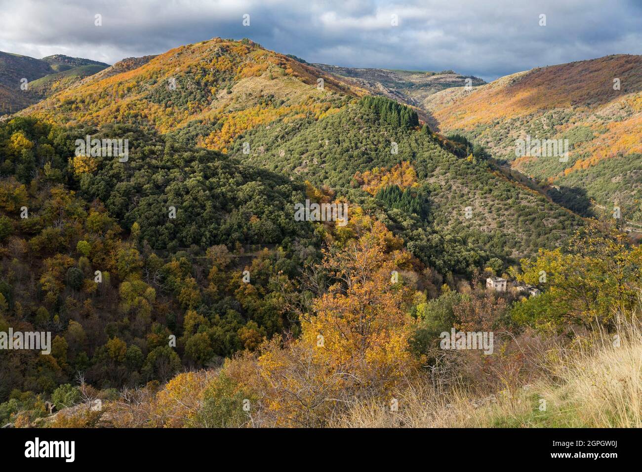 France, Lozere, Le Pompidou, landscape of the Cevennes, Cevennes ...