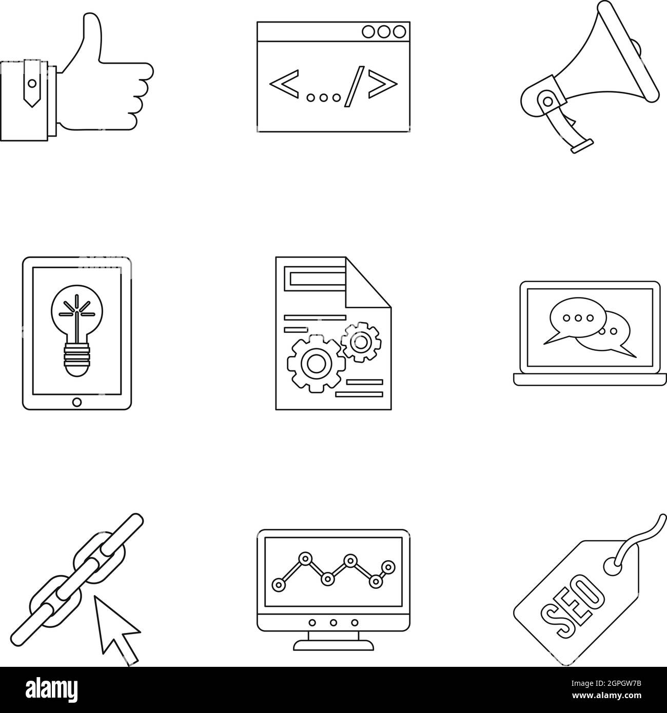 Monitor icons set outline Cut Out Stock Images & Pictures - Alamy