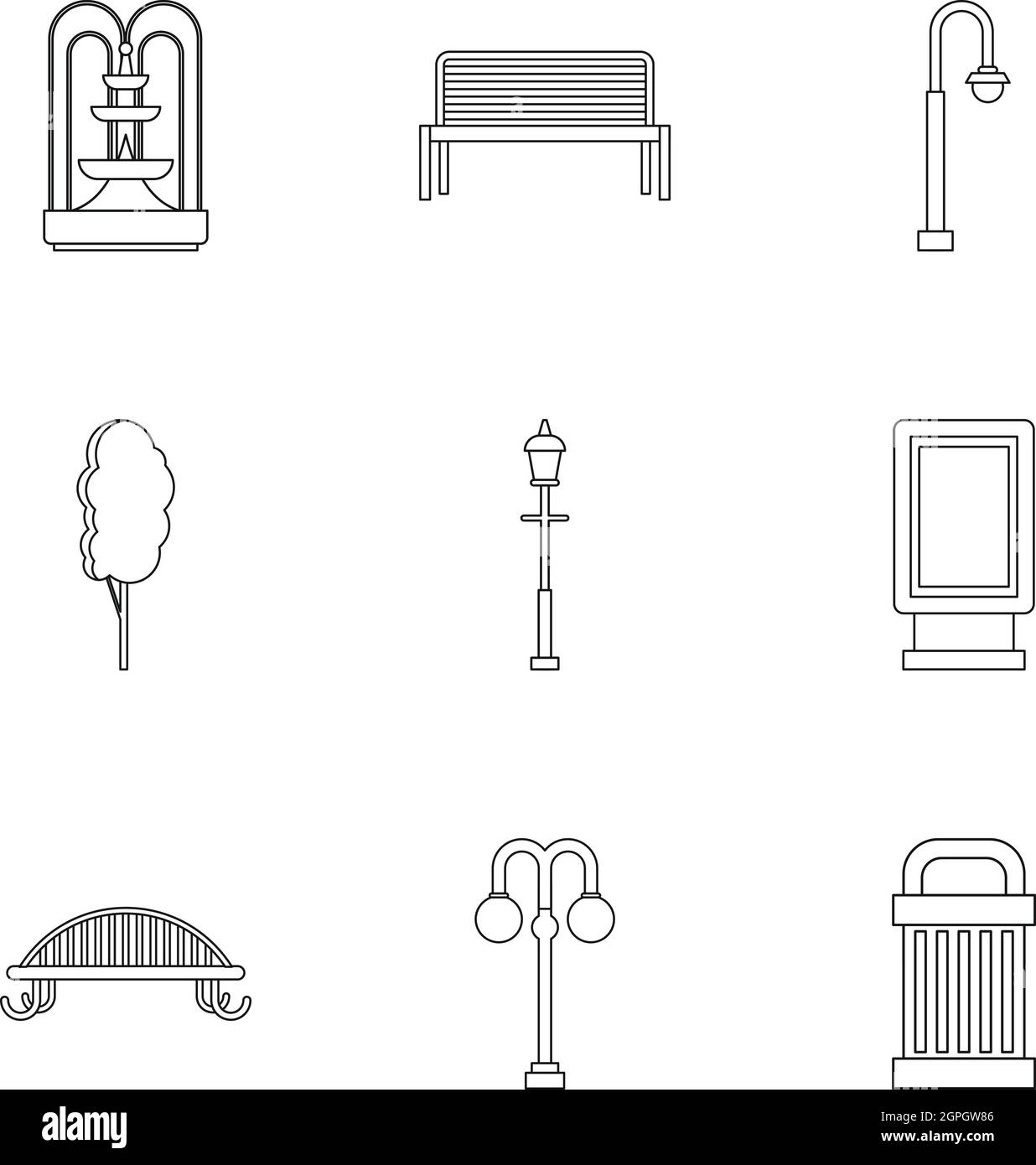 Park equipment icons set, outline style Stock Vector Image & Art - Alamy