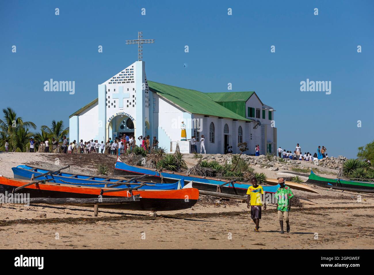 Madagascar, Menabe region, Belo-sur-Mer, Mozambique Channel, the church ...
