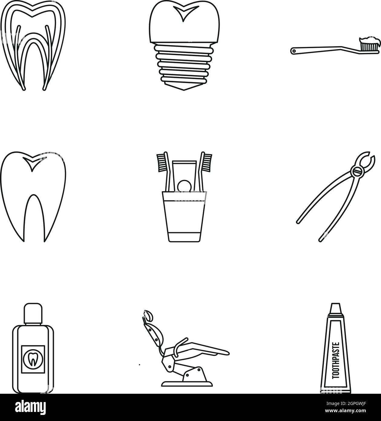 Teeth icons set, outline style Stock Vector Image & Art - Alamy