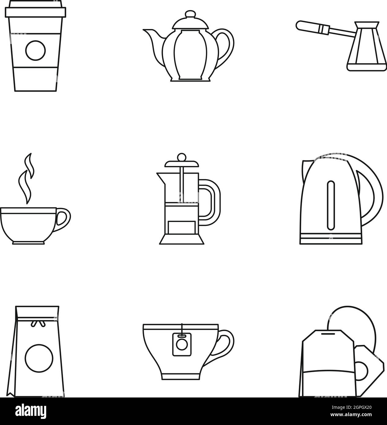 Drink icons set, outline style Stock Vector Image & Art - Alamy