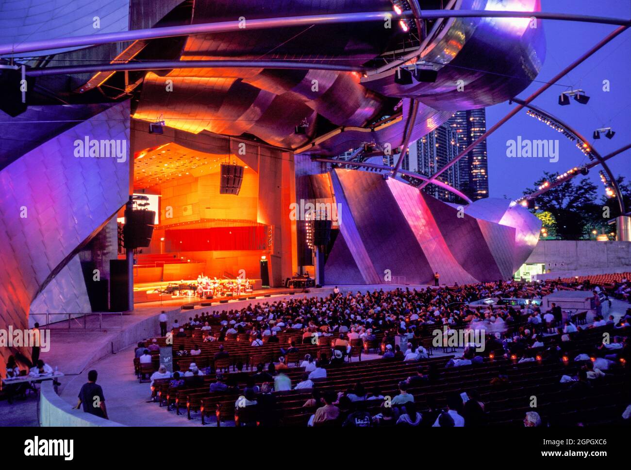Jay Pritzker Pavilion, designed by architect Frank Gehry,, Millennium ...