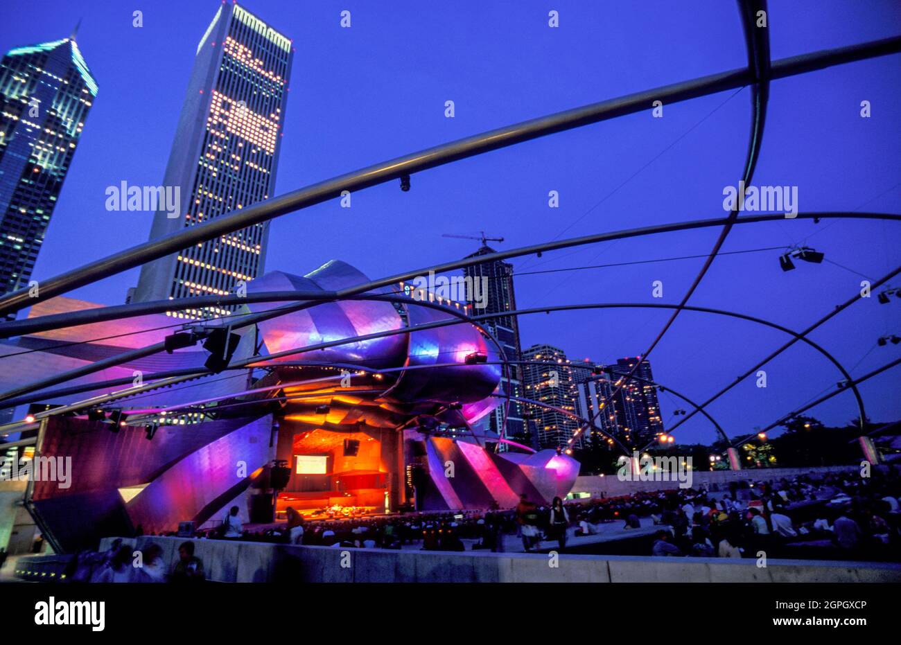 Jay Pritzker Pavilion, designed by architect Frank Gehry,, Millennium ...
