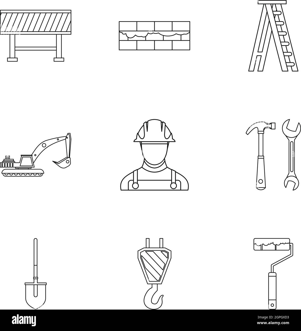 Construction tools icons set, outline style Stock Vector Image & Art ...