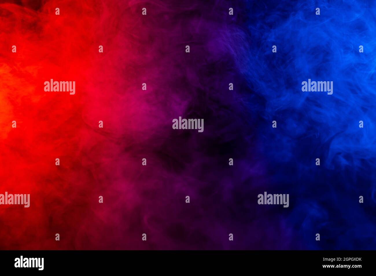 Fog in red blue neon light on black background Stock Photo - Alamy
