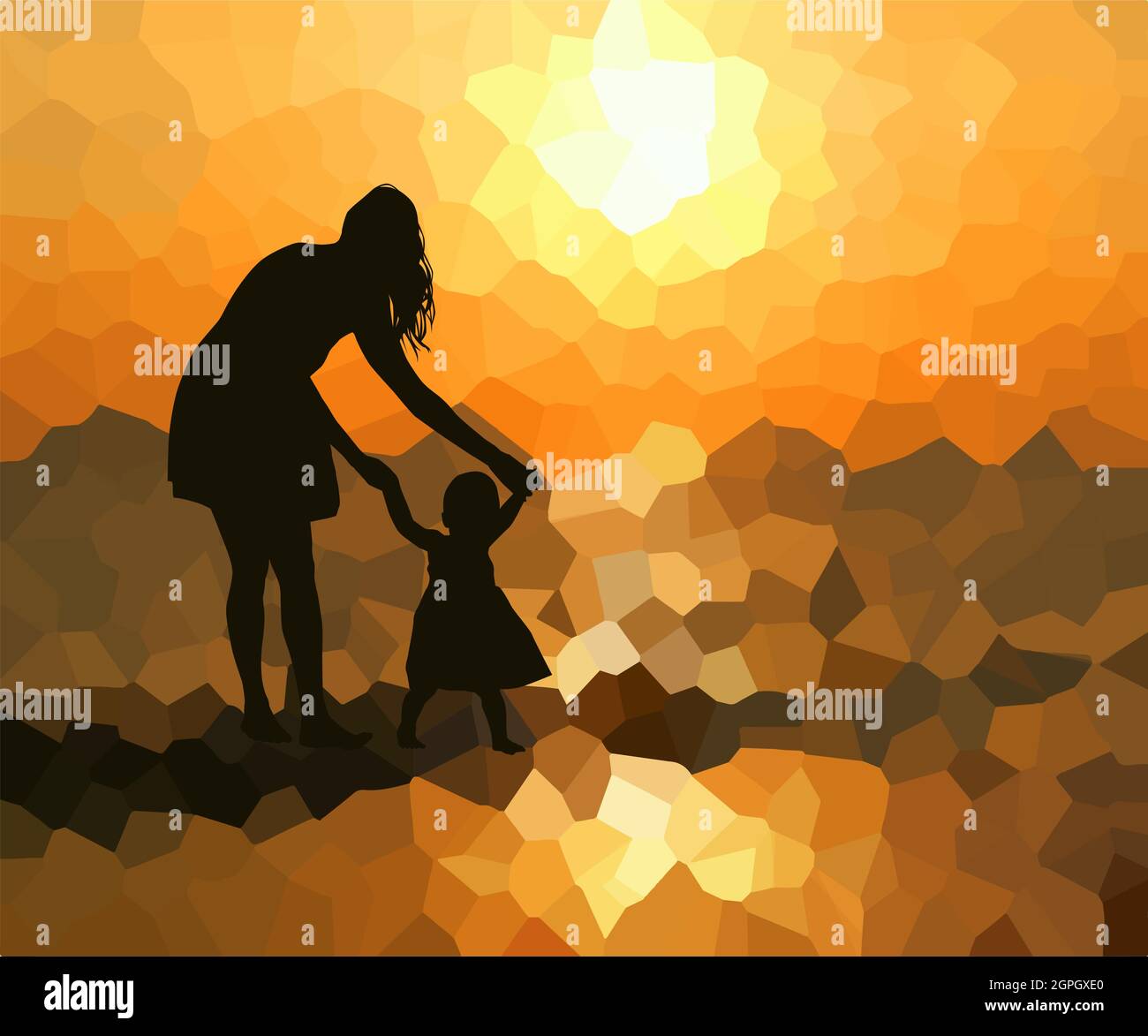 Family at sunset Vector illustration Stock Vector Image & Art - Alamy
