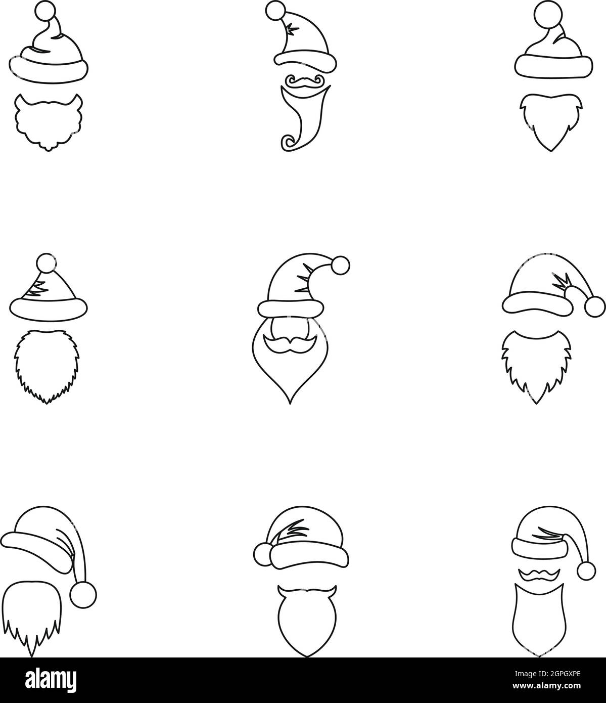 Christmas Santa Claus icons set, outline style Stock Vector Image & Art ...