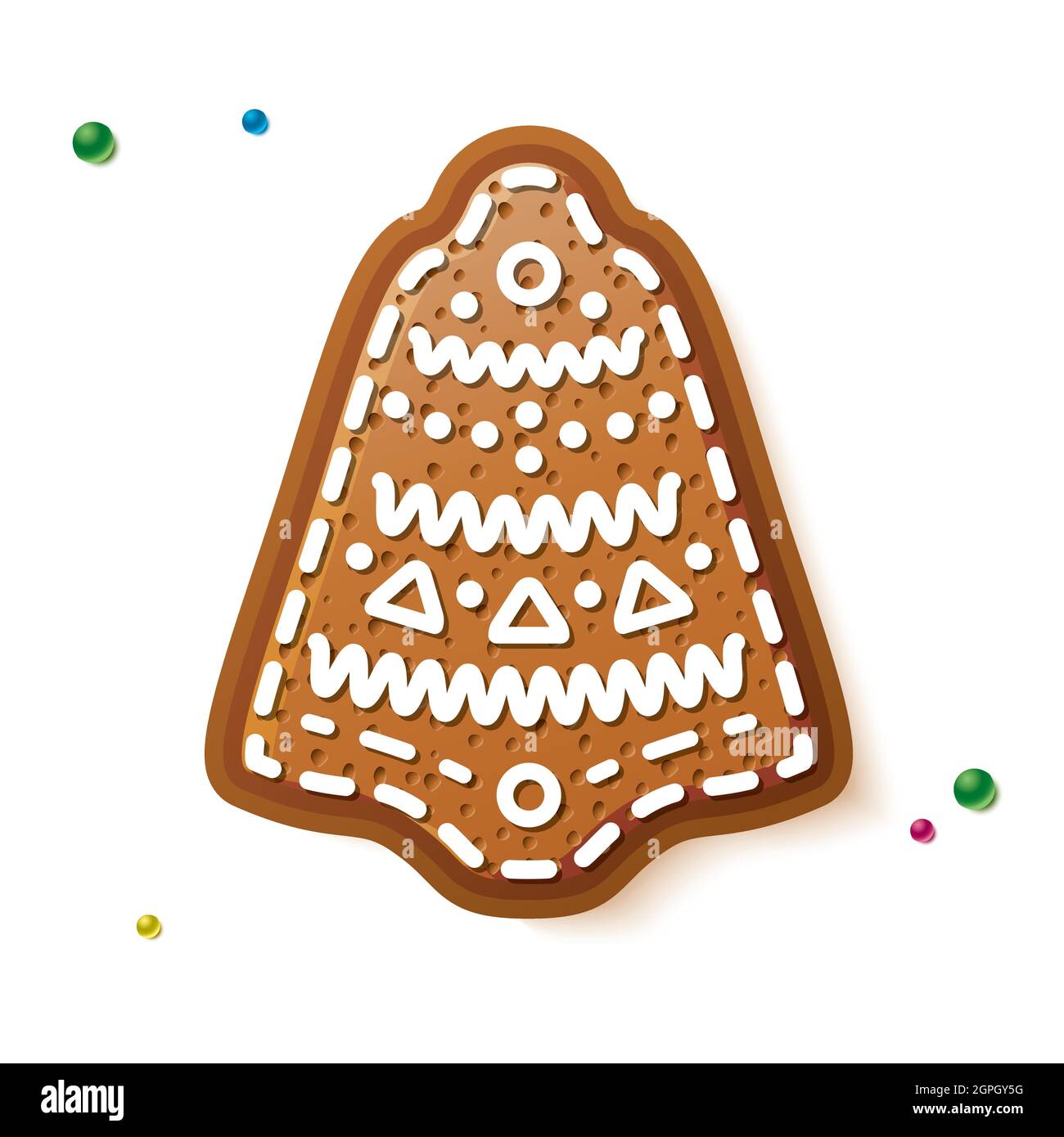 Gingerbread Bell Isolated on White. Christmas Cookie. Vector ...