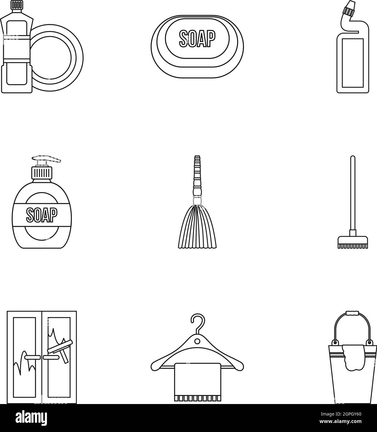 Sanitary equipment icons line Cut Out Stock Images & Pictures - Alamy