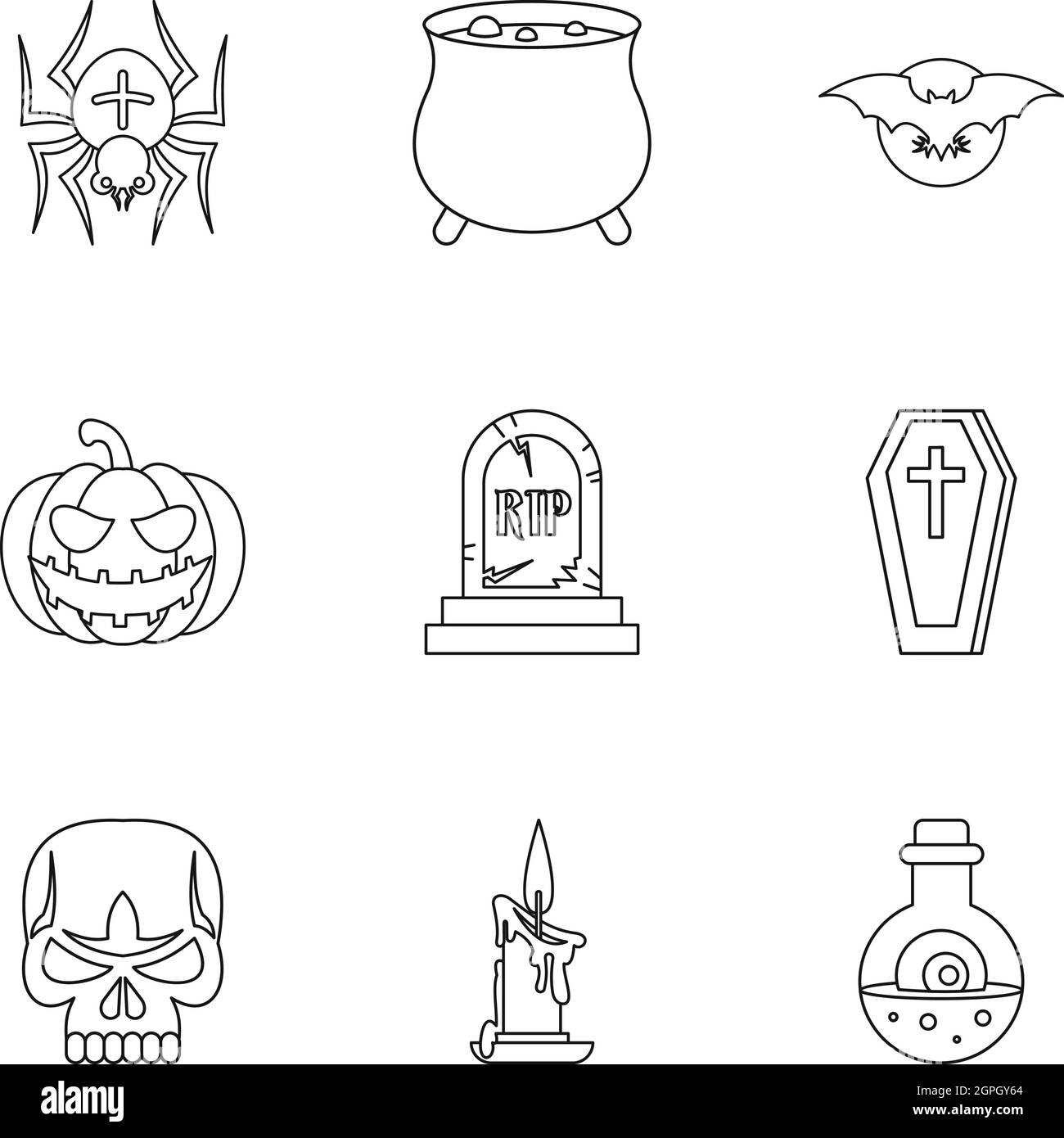 Halloween icon set outline Stock Vector Images - Alamy