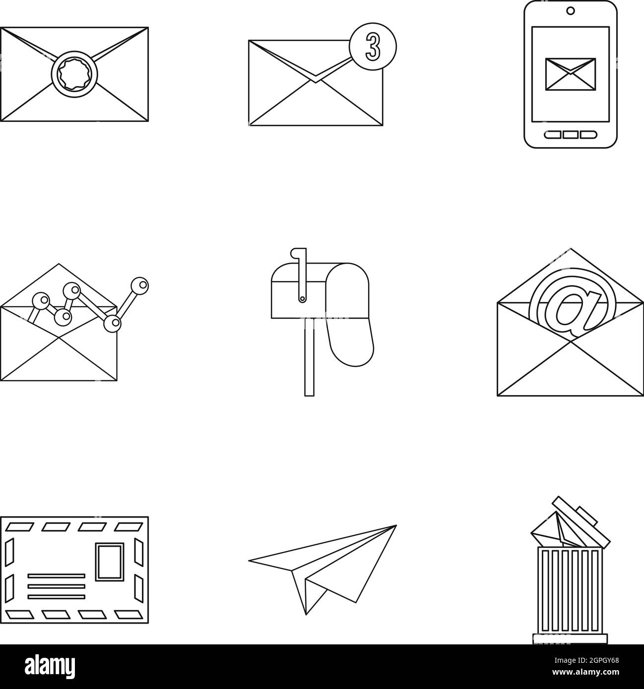 Letter icons set, outline style Stock Vector Image & Art - Alamy