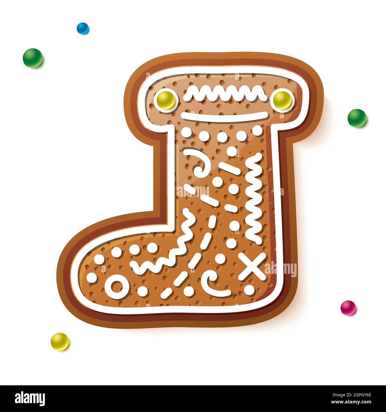 Gingerbread Boot Isolated on White. Christmas Cookie. Vector ...