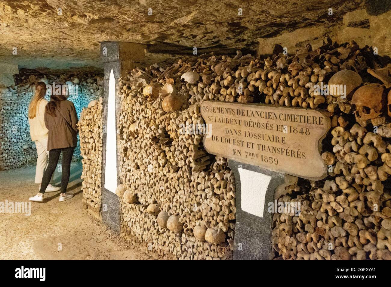 France, Paris, the Paris Catacombs, bones from cemeteries or Parisian ...