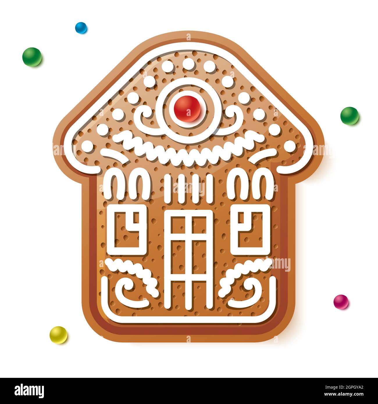 Christmas Gingerbread House Icon. Vector Illustration. Traditional ...