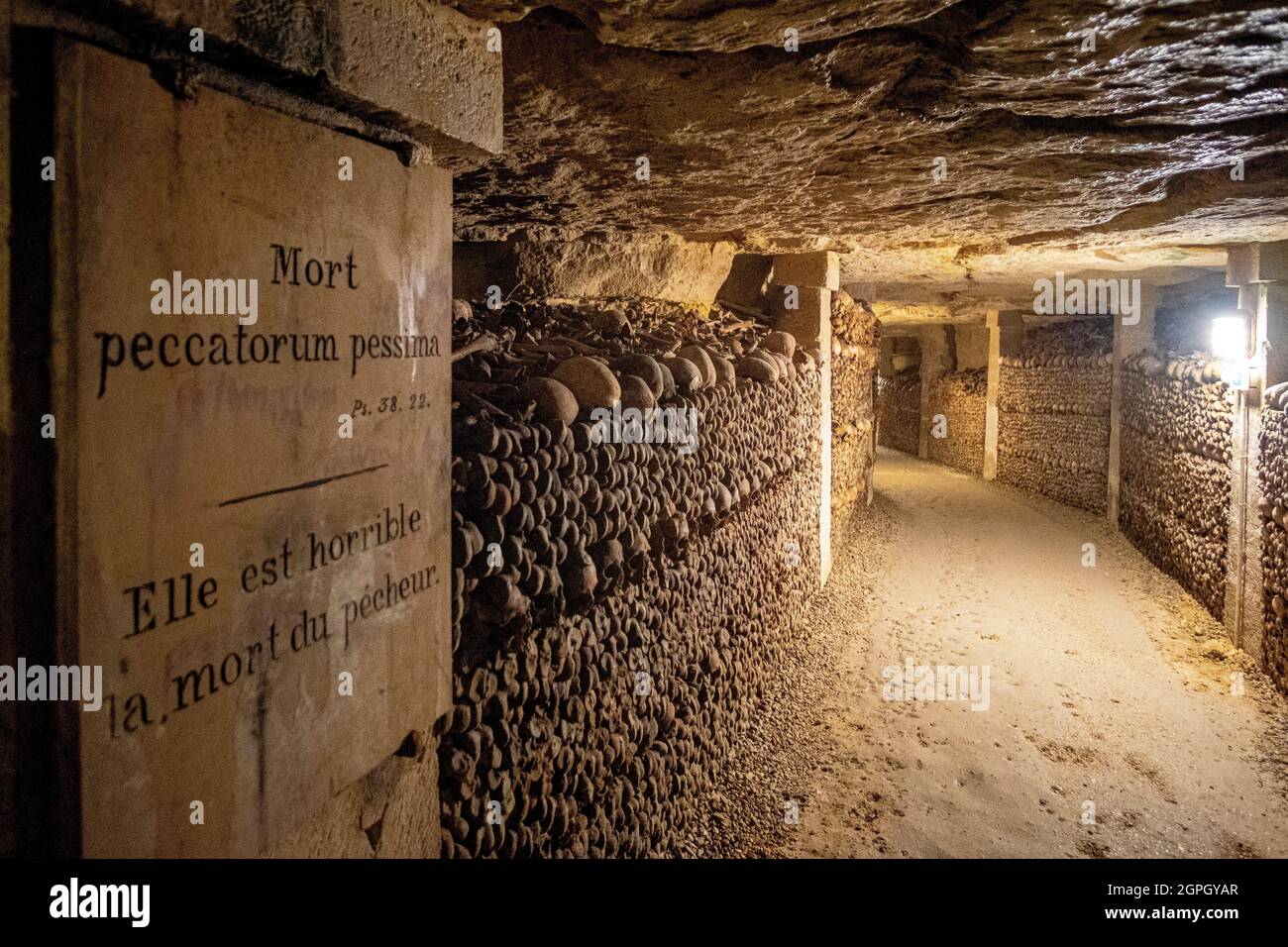 France, Paris, the Paris Catacombs, bones from cemeteries or Parisian ...