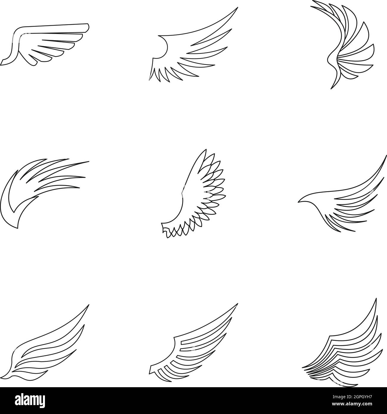 Bird wings outline Black and White Stock Photos & Images - Alamy