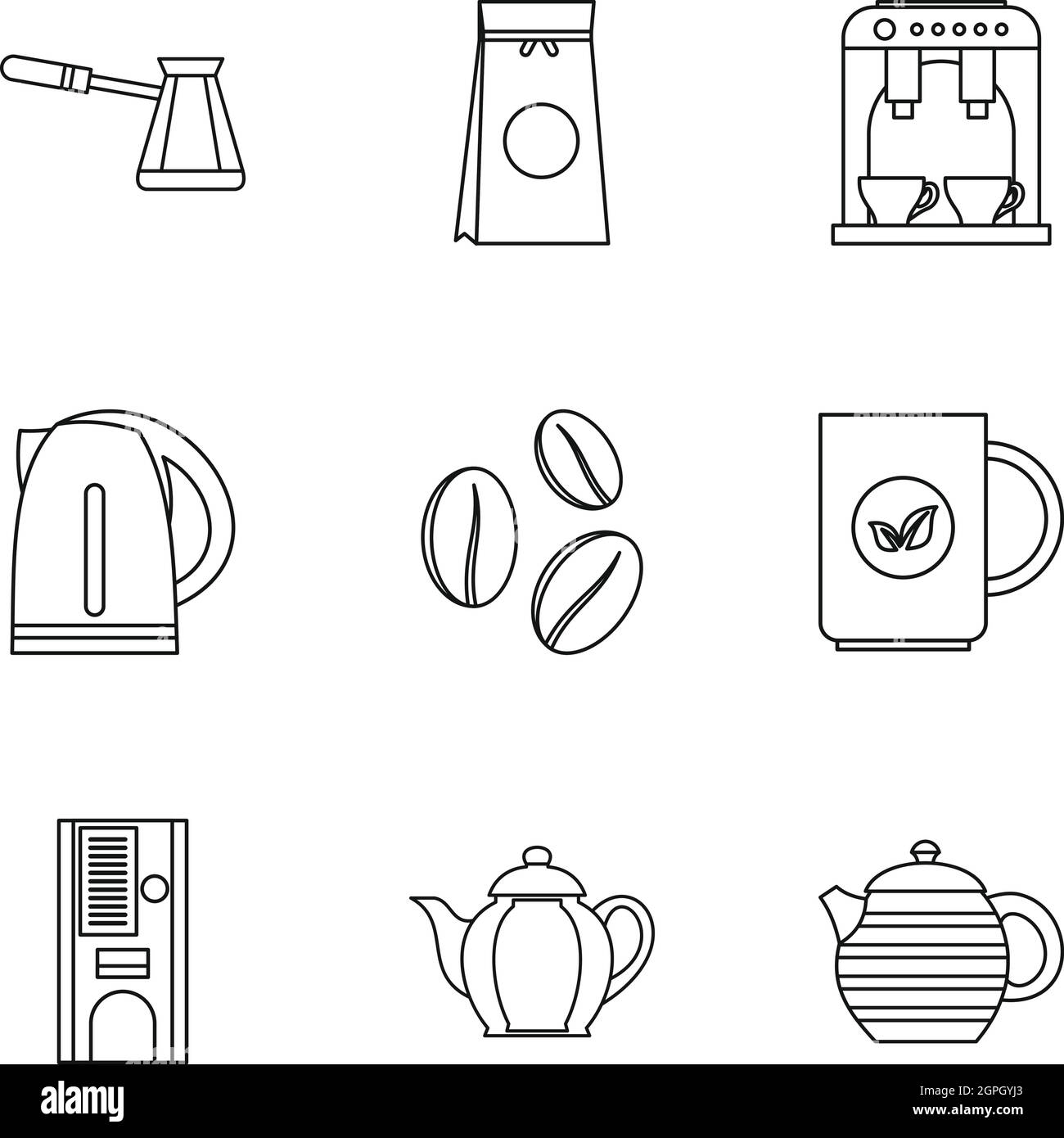Illustration of coffee machine Black and White Stock Photos & Images ...