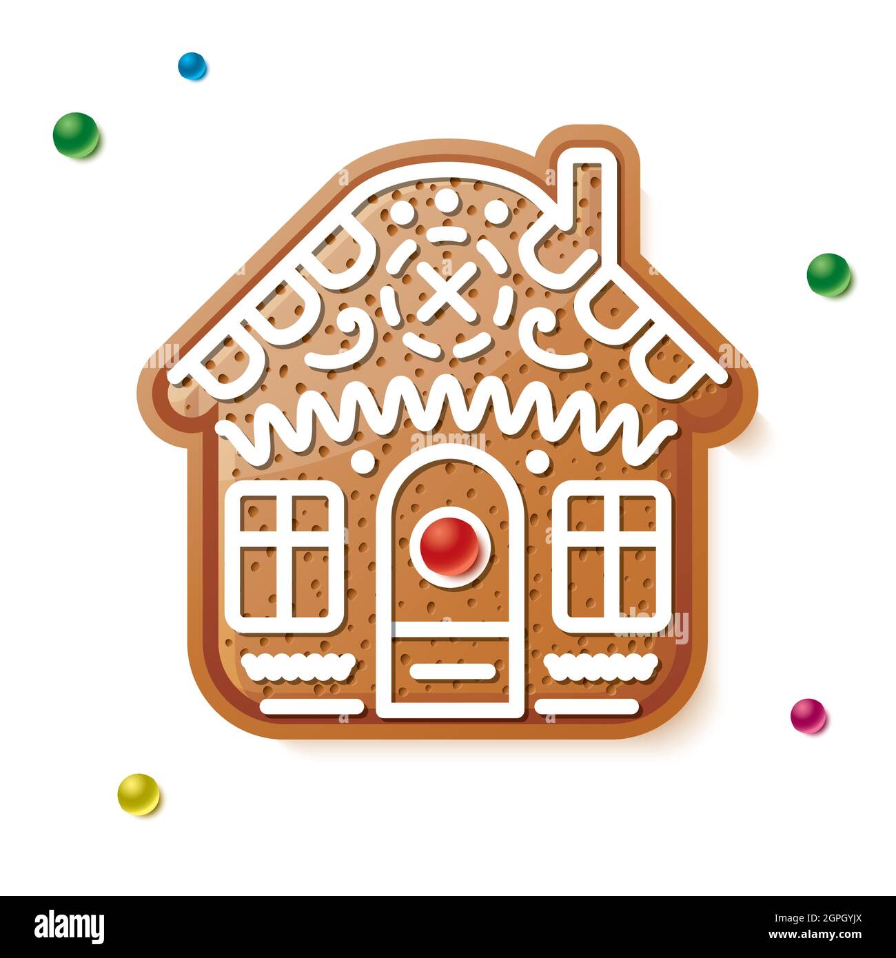 Christmas Gingerbread House Icon. Vector Illustration. Traditional ...