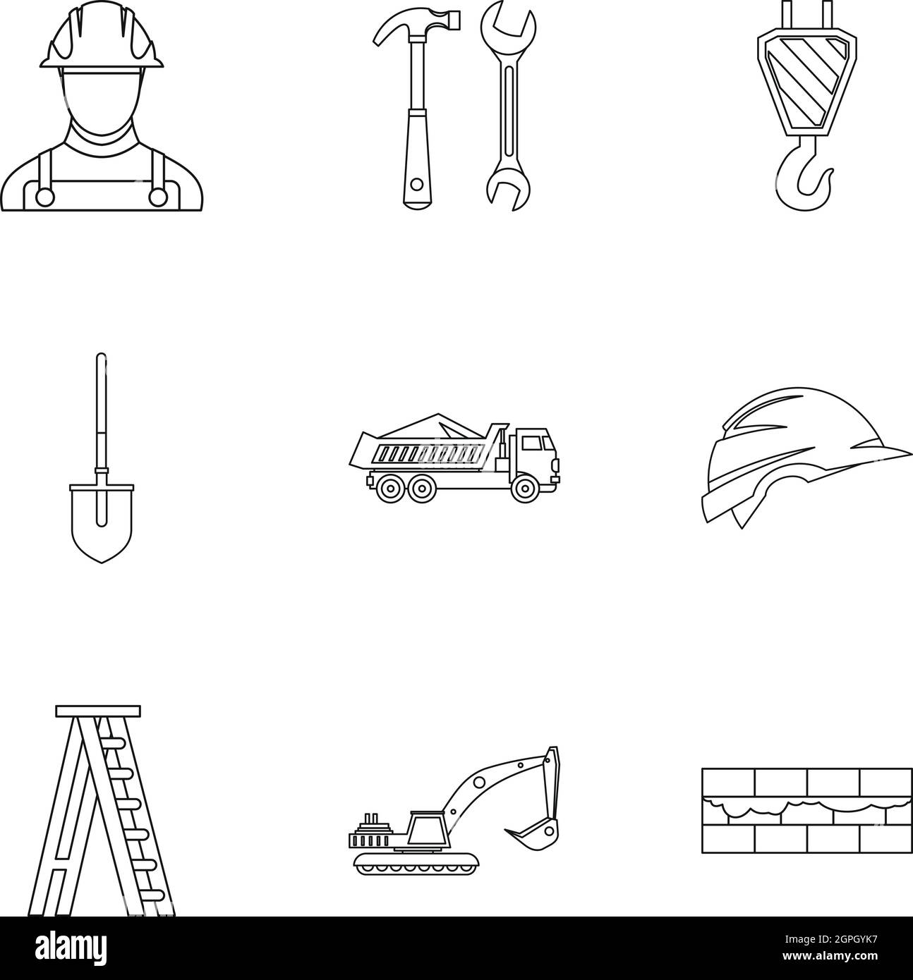 Construction icons set, outline style Stock Vector Image & Art - Alamy