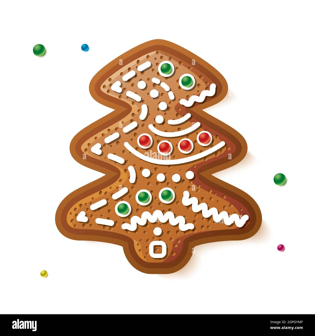 Gingerbread Tree Isolated on White. Christmas Cookie. Vector ...