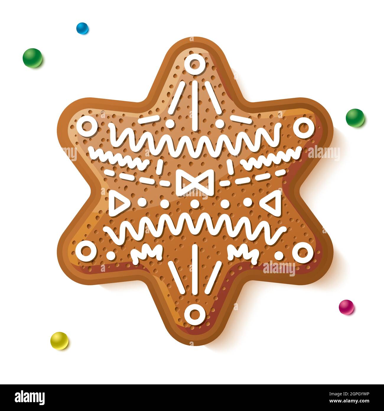 Gingerbread Star Isolated on White. Christmas Cookie. Vector ...