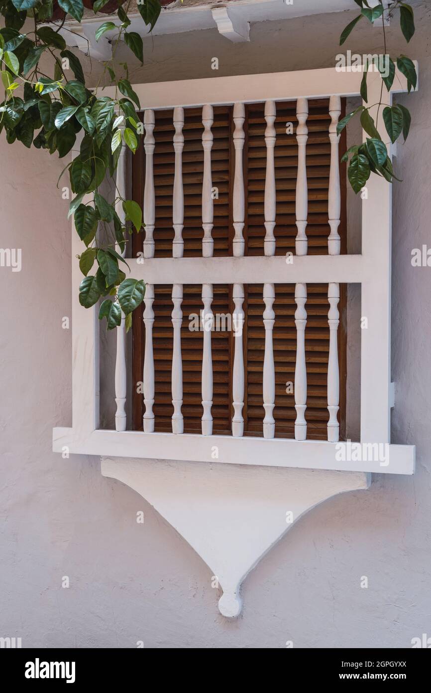 Window With White Wooden Shutter Stock Photo - Alamy