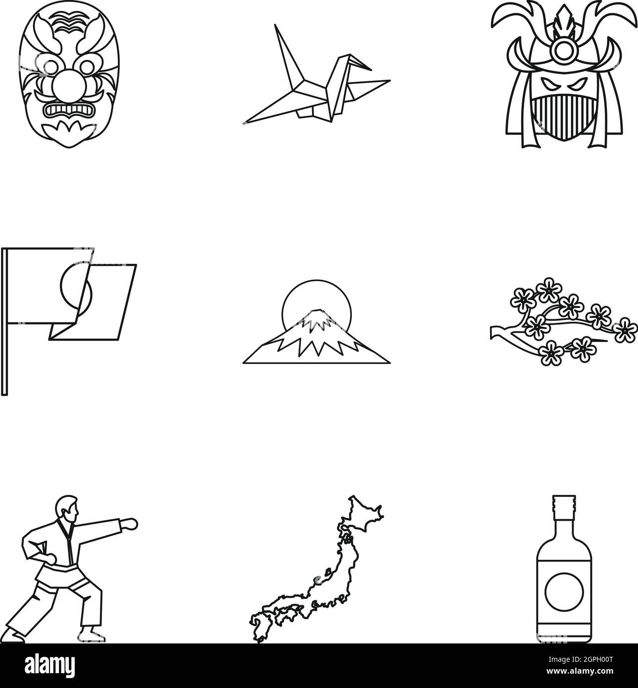 Attractions of Japan icons set, outline style Stock Vector Image & Art ...